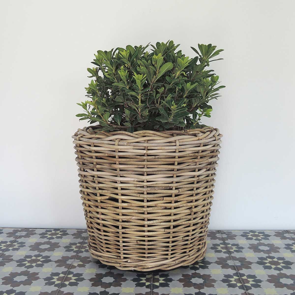 Pot de fleur rond en rotin tressé | Nature & Découvertes